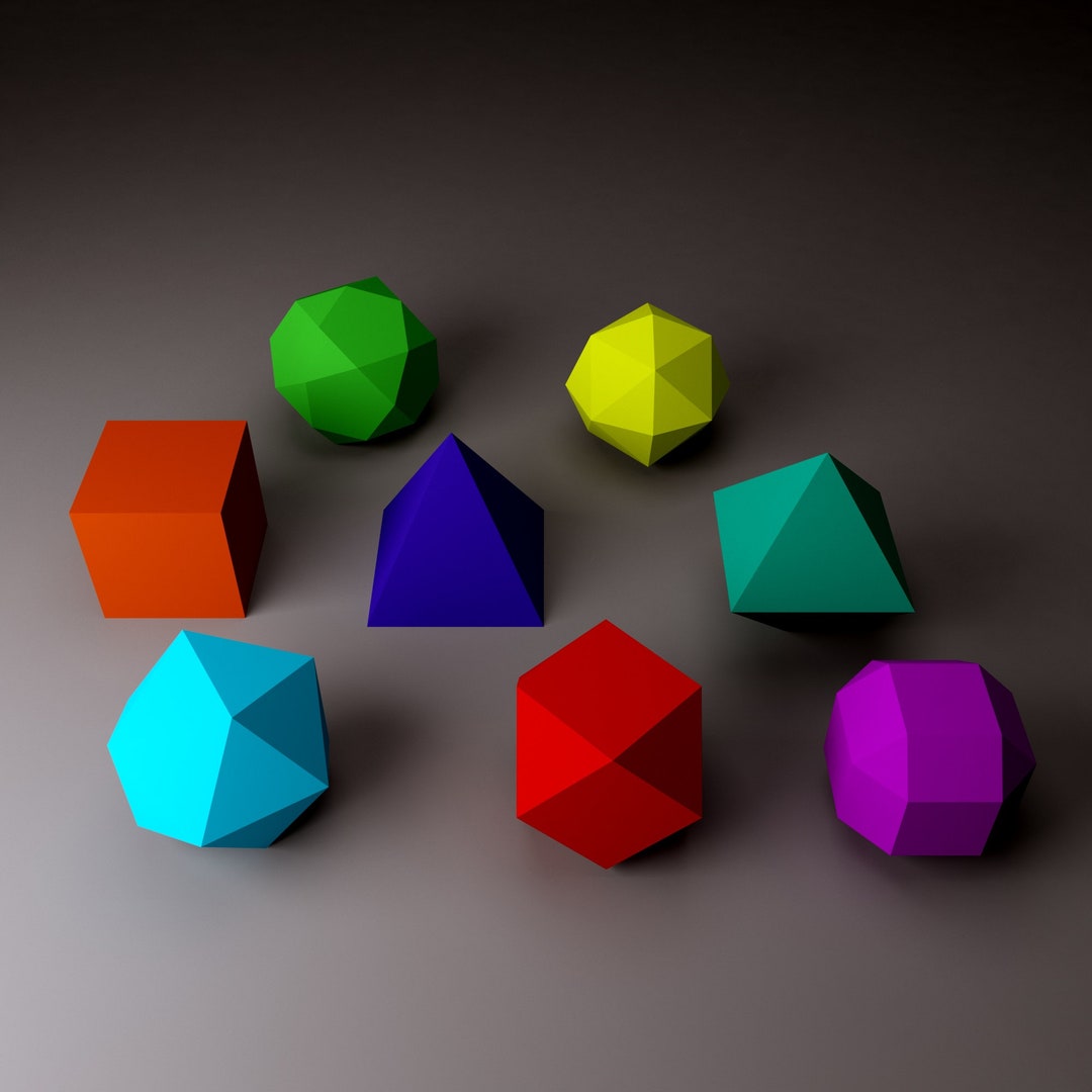 Basic Shapes Nets Papercrafts, 3d Platonic Solid Set 1, DIY Polyhedron ...