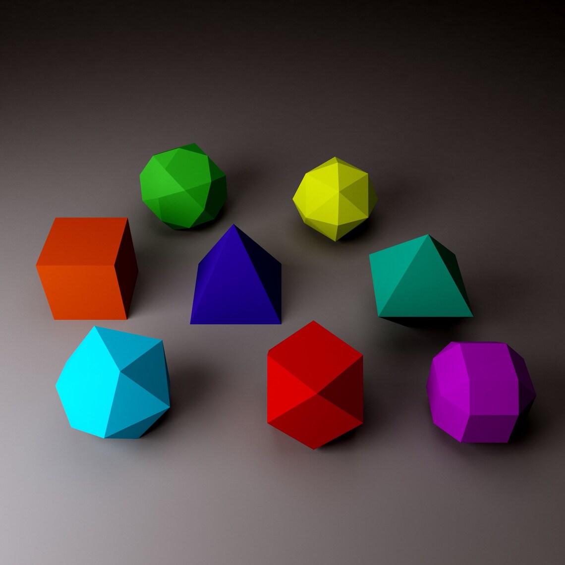 Basic Shapes Nets Papercrafts, 3d Platonic Solid Set 1, DIY Polyhedron ...