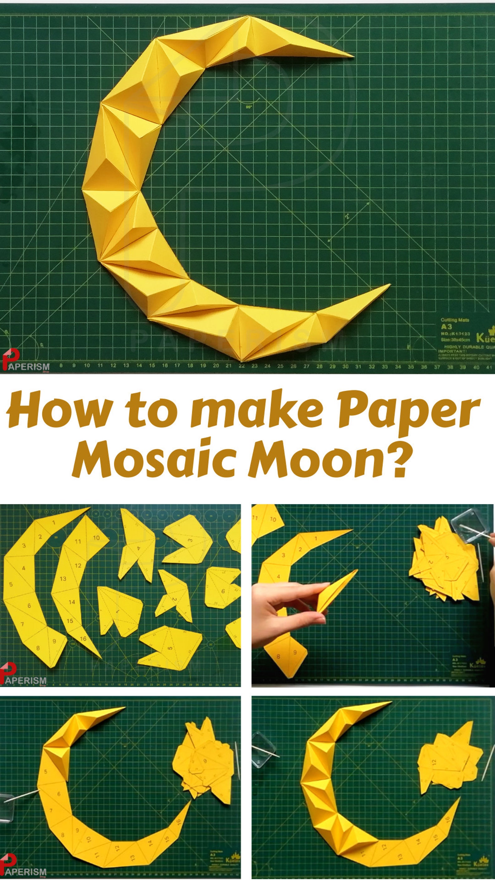 Mosaic Crescent & Star Ramadan Decoration, Origami Ramadan DIY Decor ...