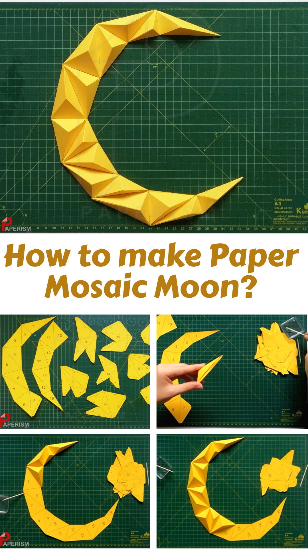 Mosaic Crescent & Star Ramadan Decoration, Origami Ramadan DIY Decor ...