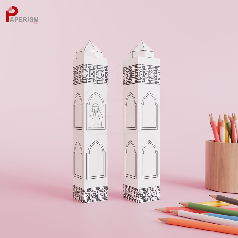 3D Mosque Coloring Papercraft, PRINTABLE Ramadan Crafts for Kids, Paper ...