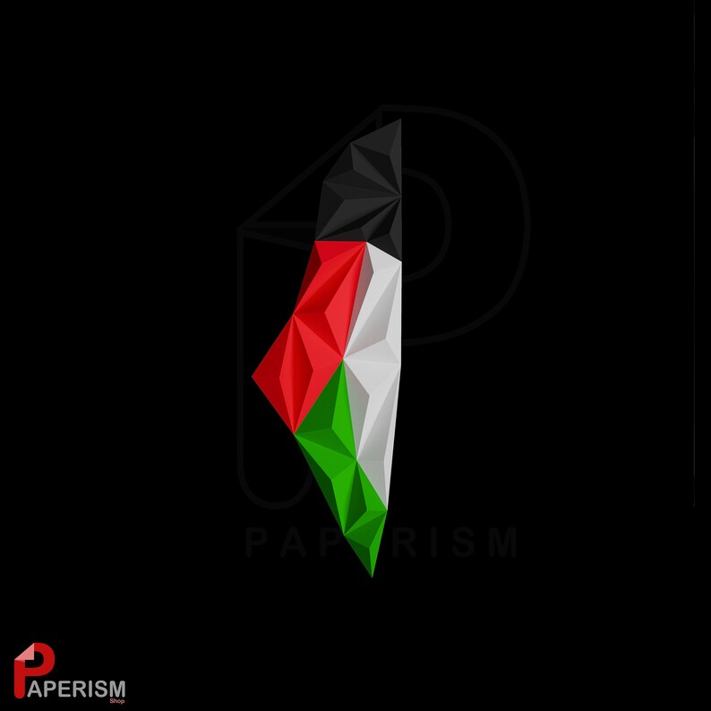 3d Palestinian Map With Flag Colors Papercrafts Palestine SVG - Etsy