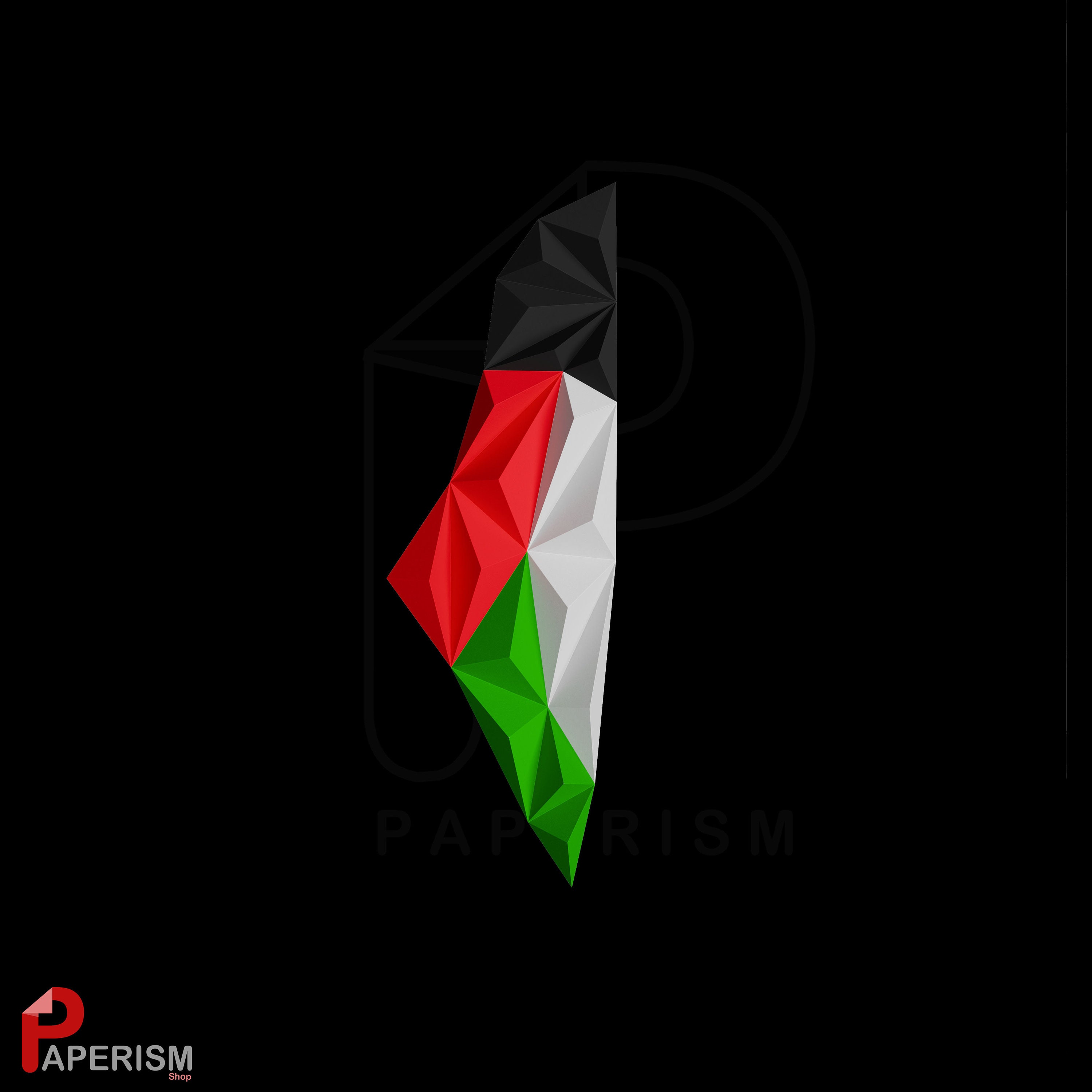 3d Palestinian Map With Flag Colors Papercrafts Palestine SVG - Etsy