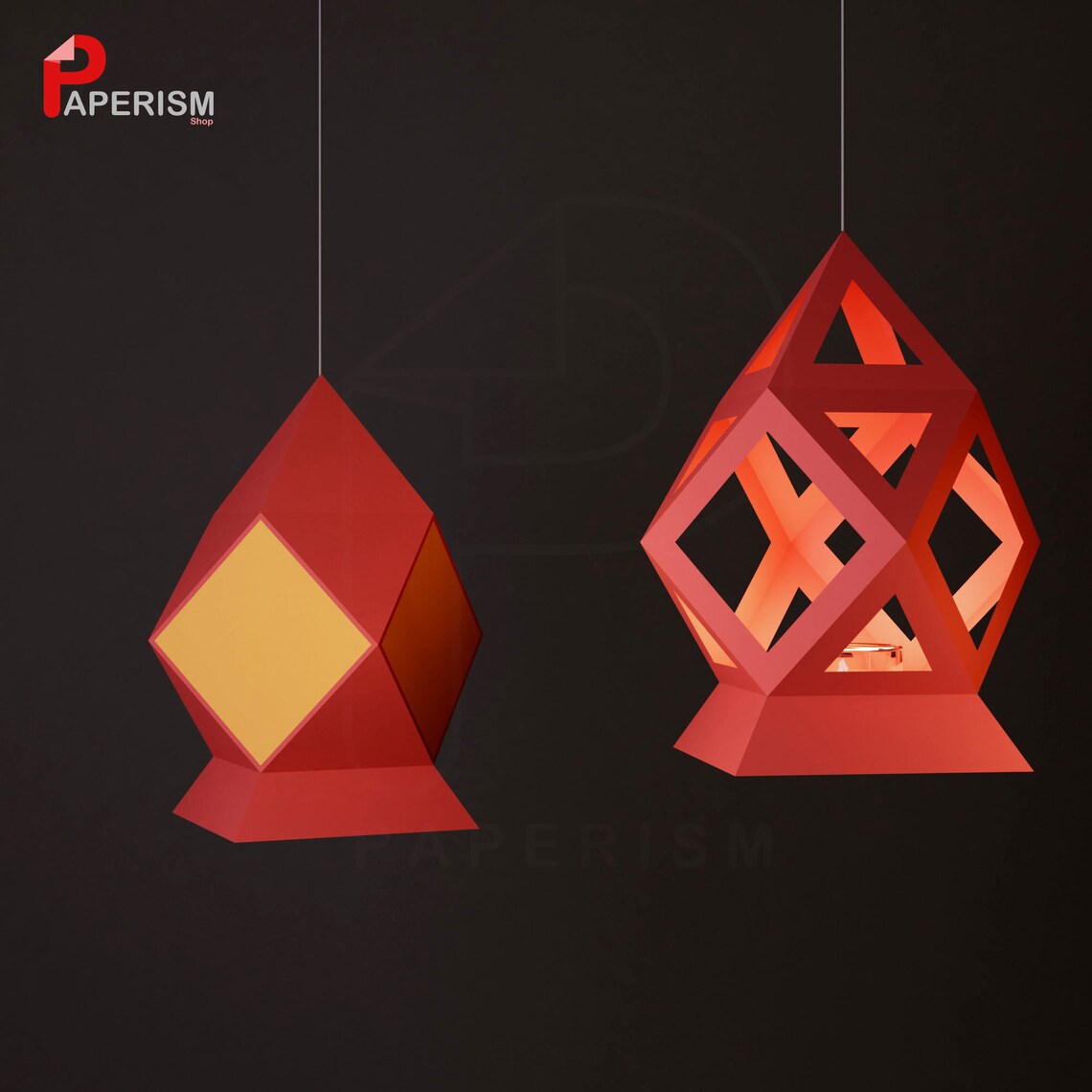 Fall Paper Lantern Geometric Papercraft Lantern 3d Hanging - Etsy