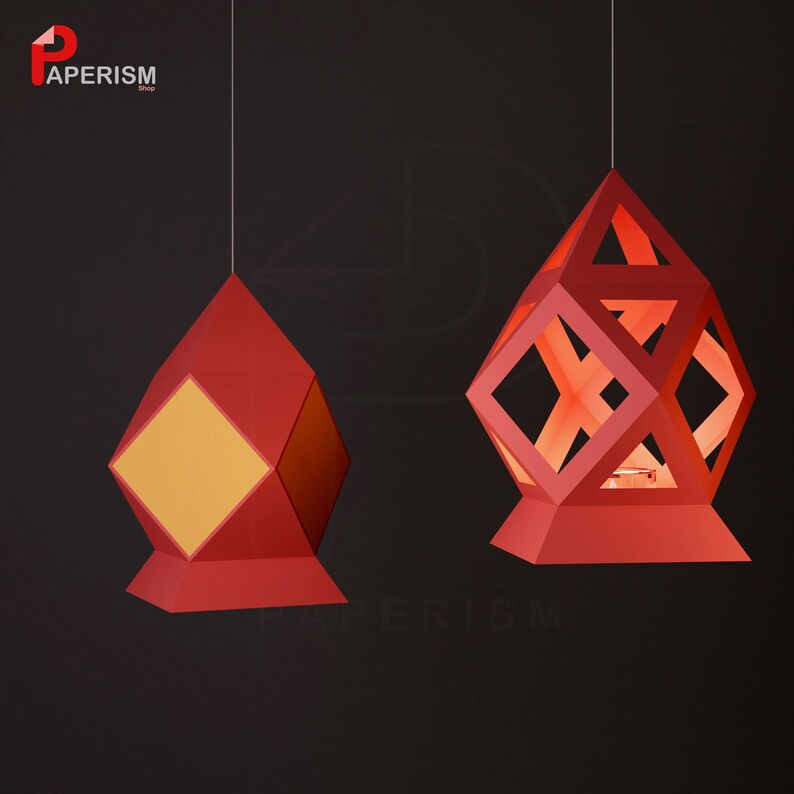 Fall Paper Lantern Geometric Papercraft Lantern 3d Hanging - Etsy