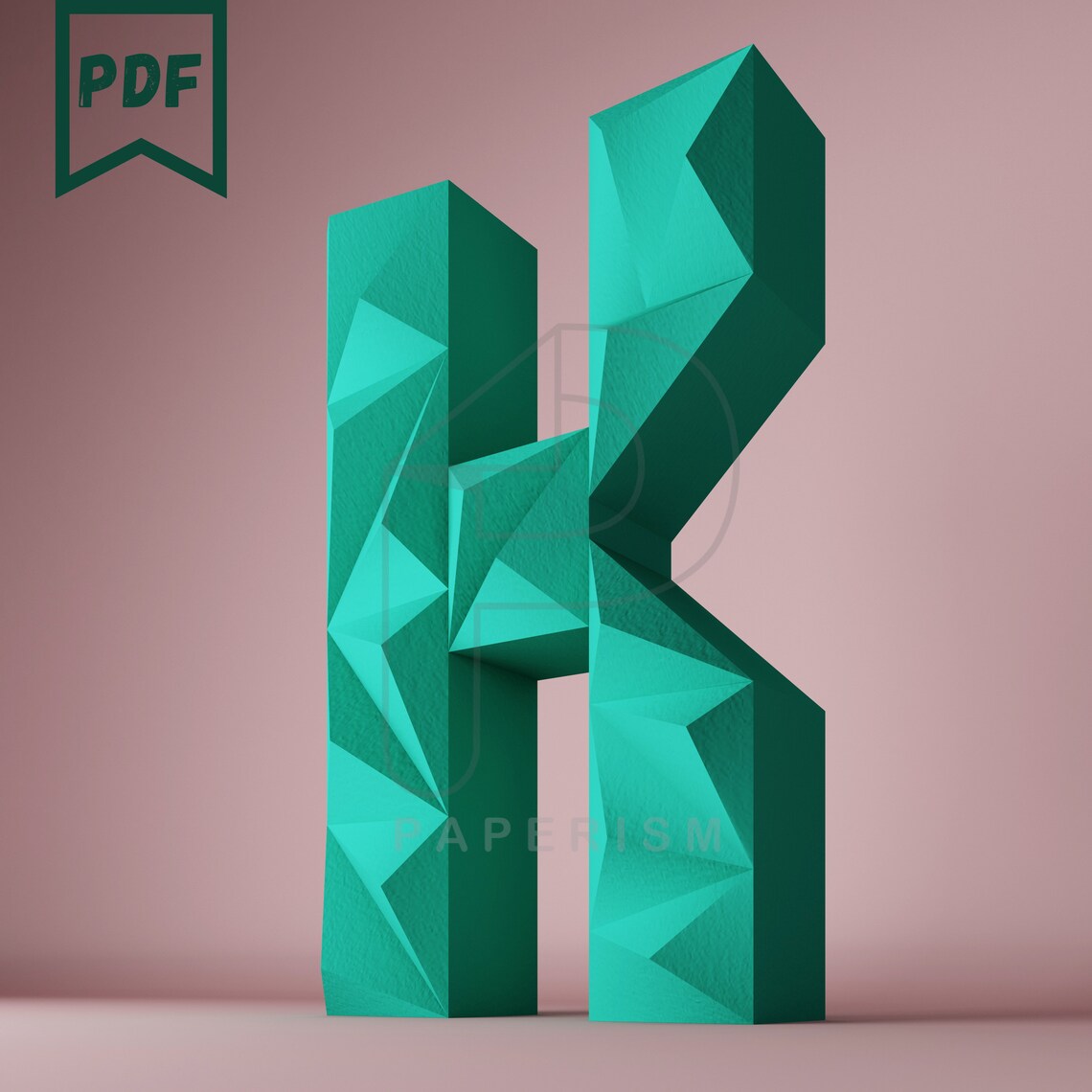 K Low Poly Papercraft, Letter, K 3D, 3D Lyric, Gift, Papercraft Letters ...