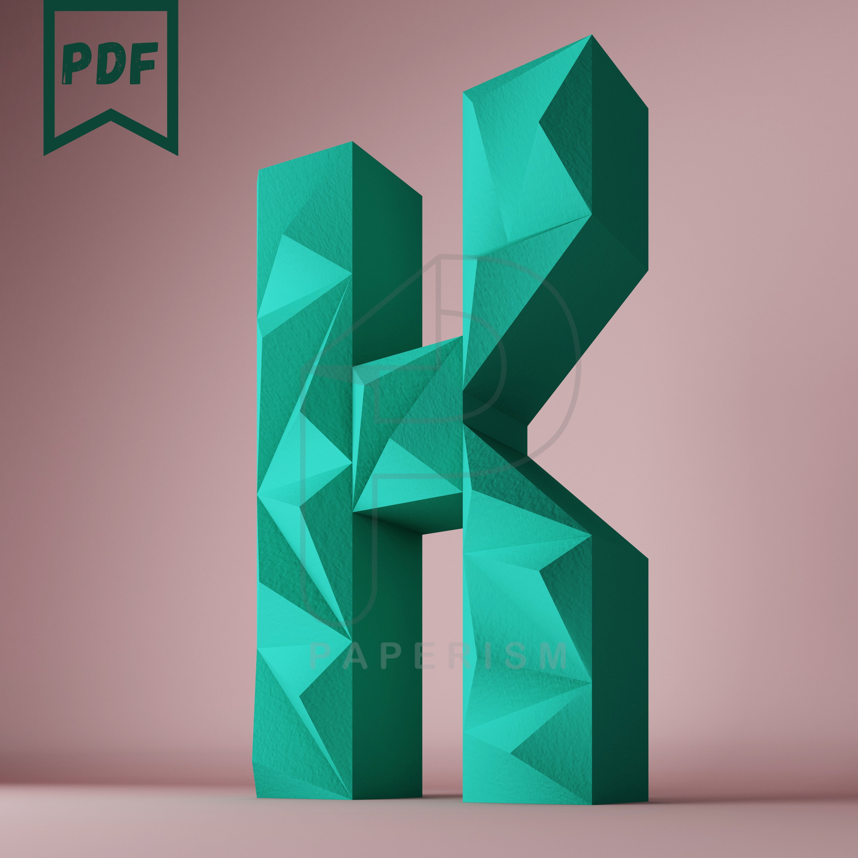 K Low Poly Papercraft, Letter, K 3D, 3D Lyric, Gift, Papercraft Letters ...