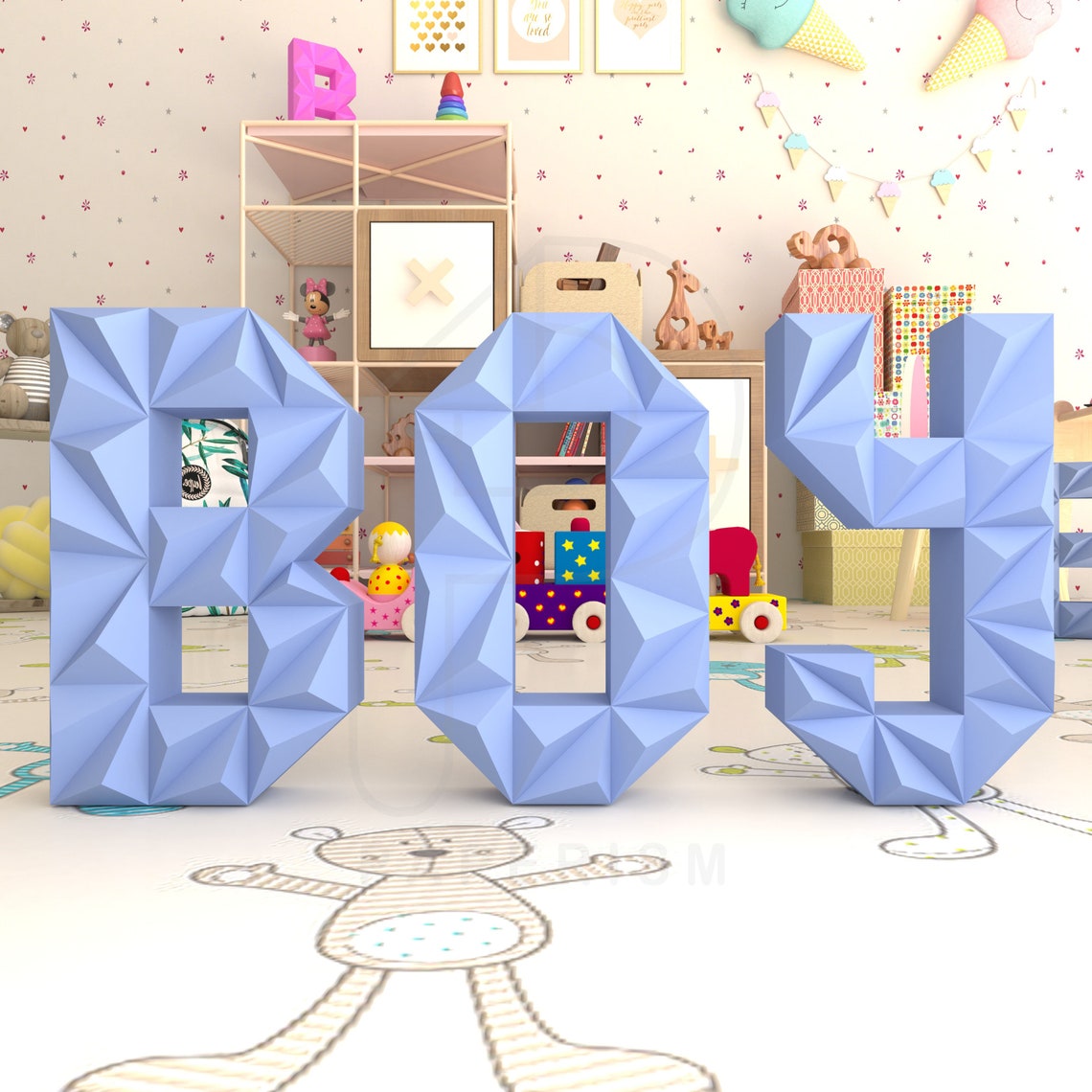 B 3d Letter Pdf Template Kit Low Poly Letters DIY 3d - Etsy