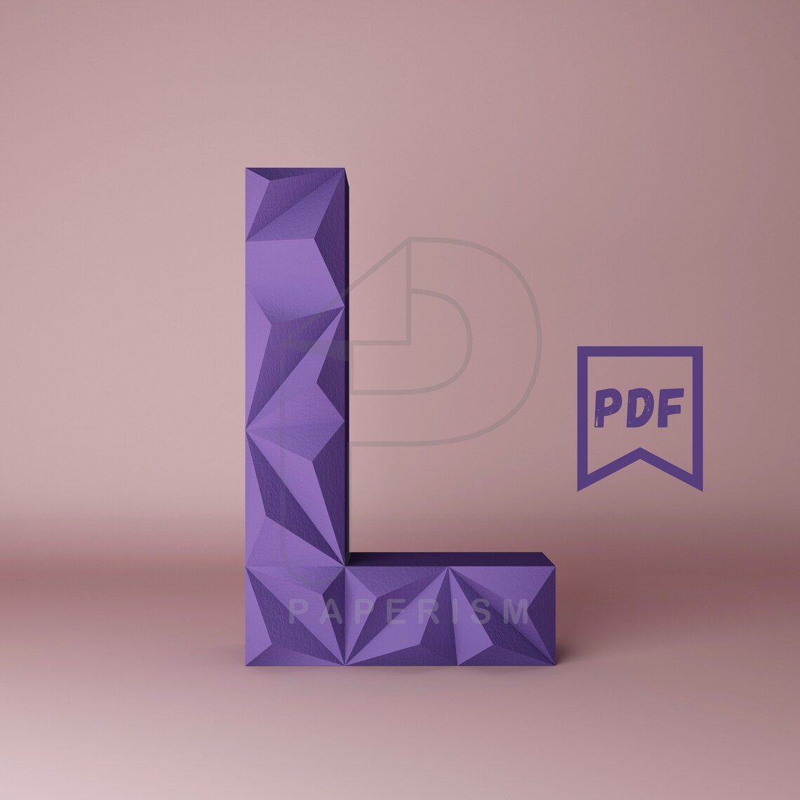 L Low Poly Papercraft, Letter, Alphabet L 3D, 3D Lyric, Papercraft ...