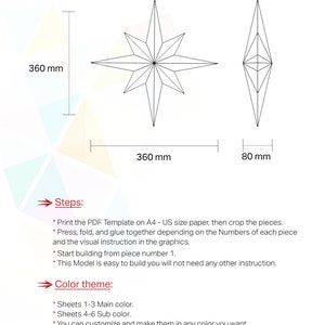 Compass Rose Pdf Printable Template, SVG Origami Northstar, Hanging Ornaments Decoration, DIY 3D ...