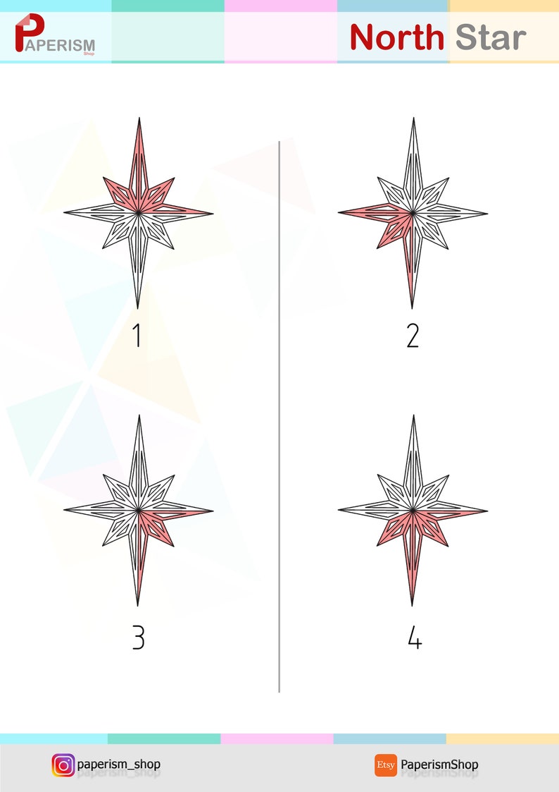 North Star Pdf Printable Template, Low Poly Christmas Decoration, DIY ...