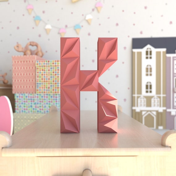 K Low Poly Papercraft Letter K 3D 3D Lyric Gift - Etsy