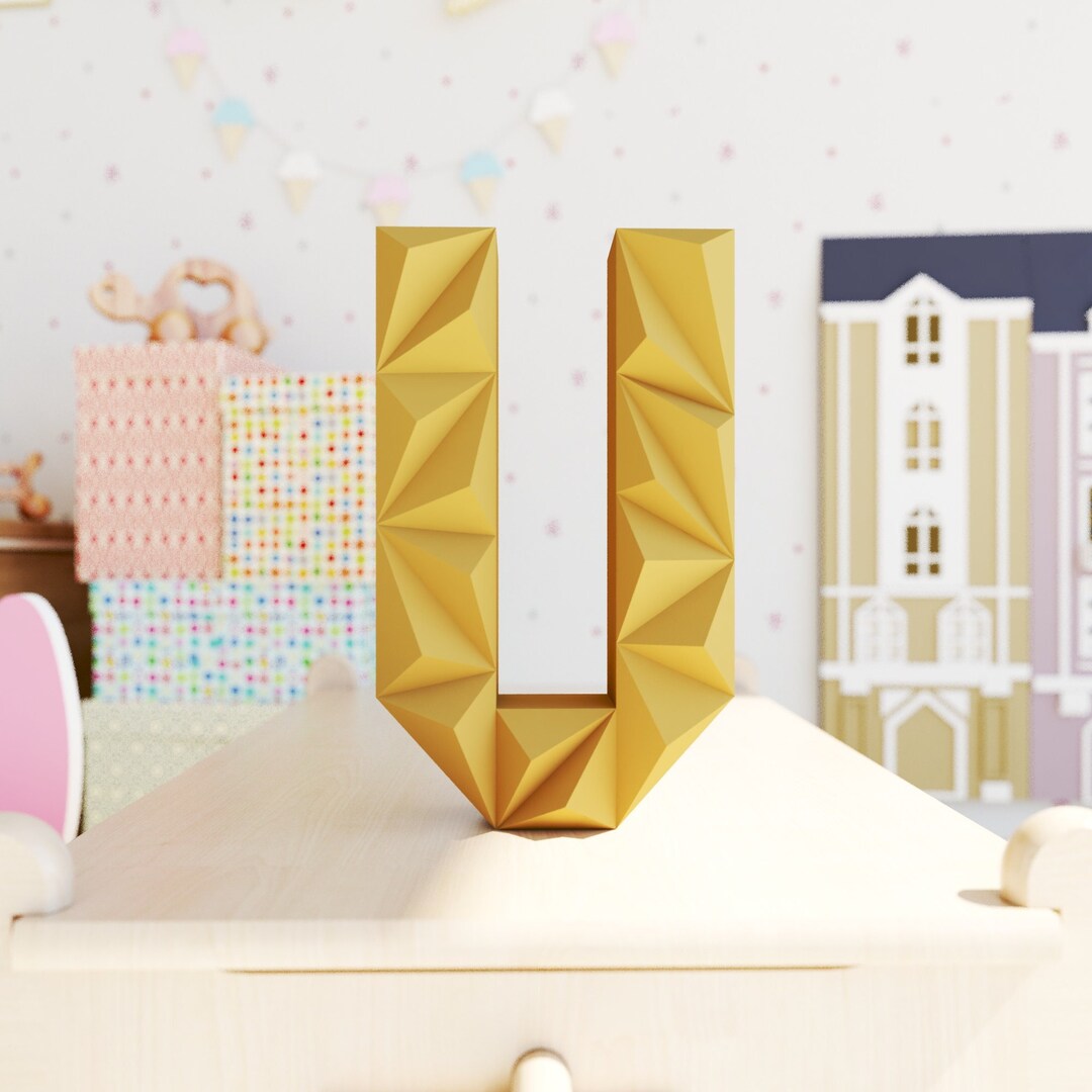 U Low Poly Papercraft, Letter, Alphabet U 3D, 3D Lyric, Gift ...