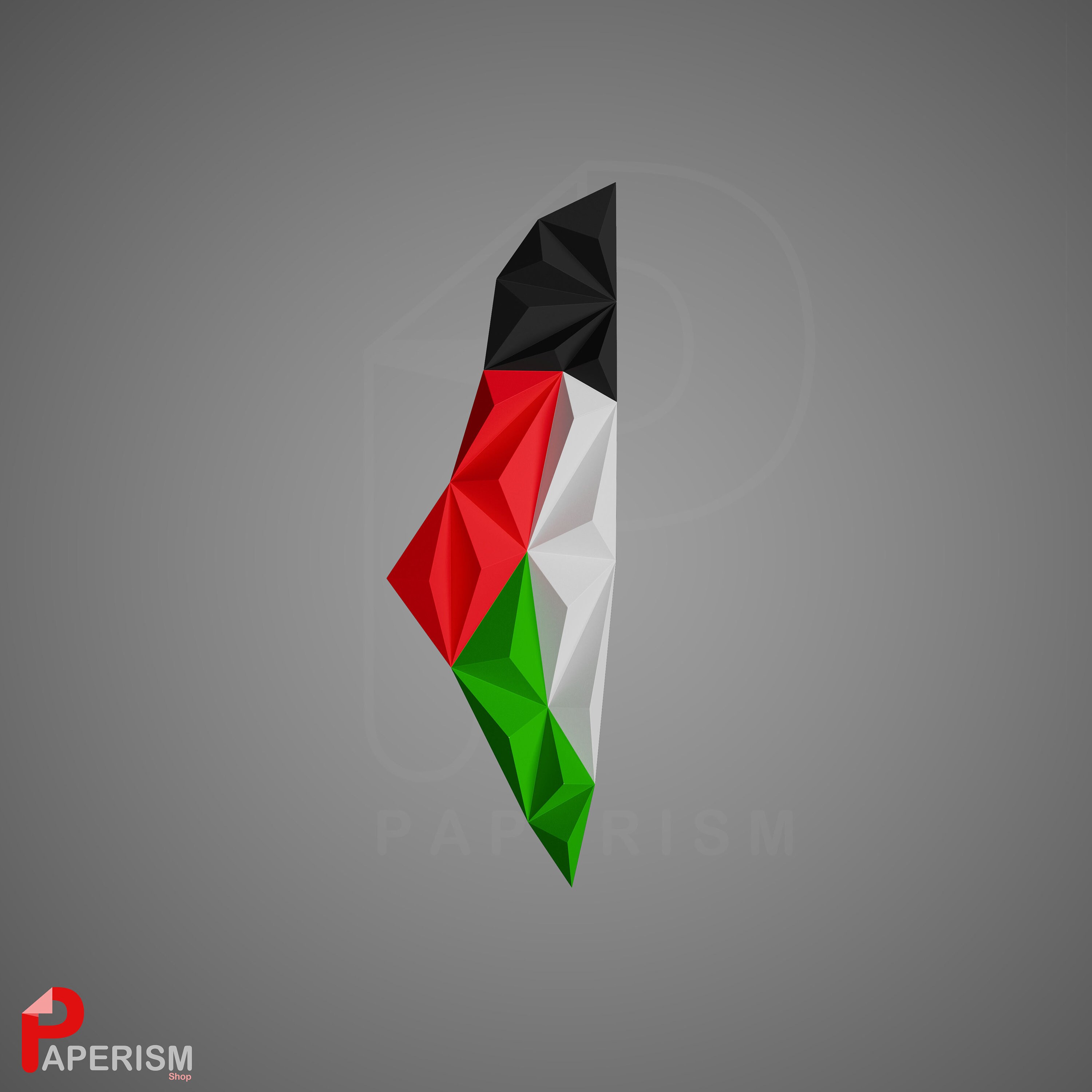 3d Palestinian Map With Flag Colors Papercrafts Palestine SVG - Etsy