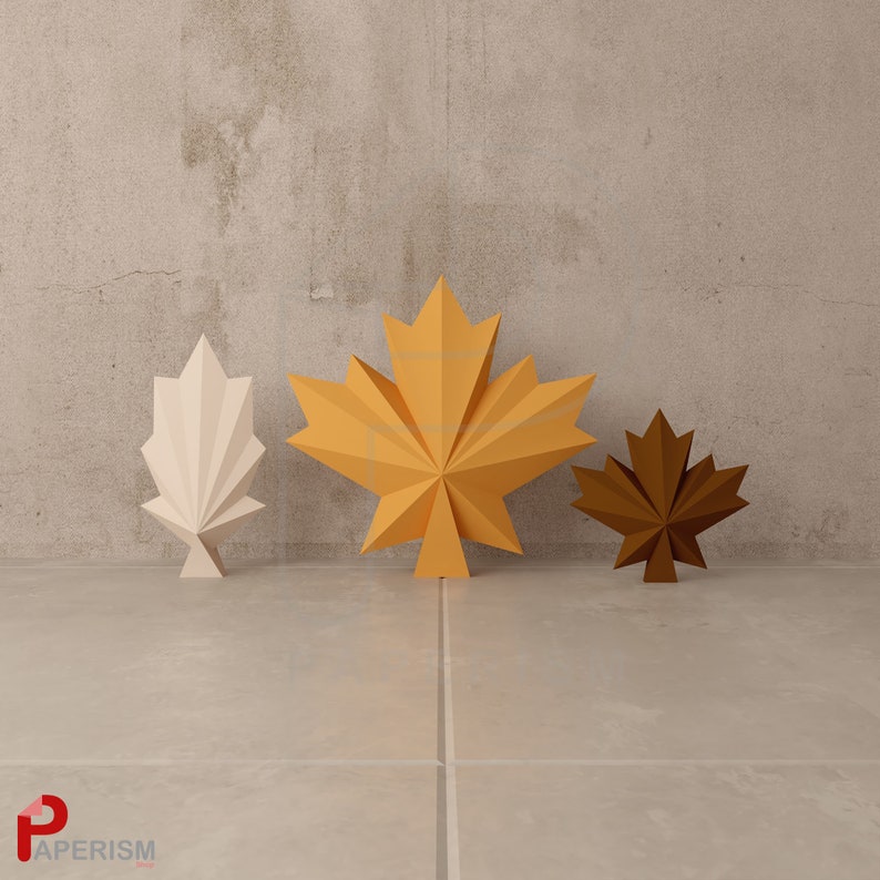 3 Fall Leaves Papercraft, DIY Fall Fireplace Decor, Maple Pdf Printable ...