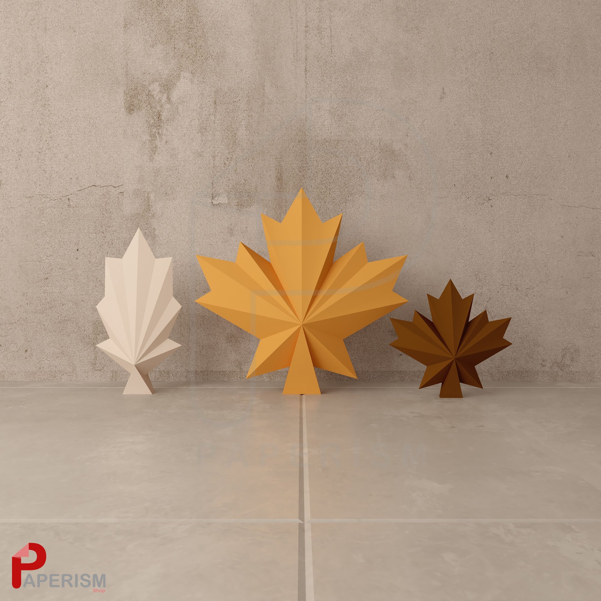 3 Fall Leaves Papercraft, DIY Fall Fireplace Decor, Maple Pdf Printable ...