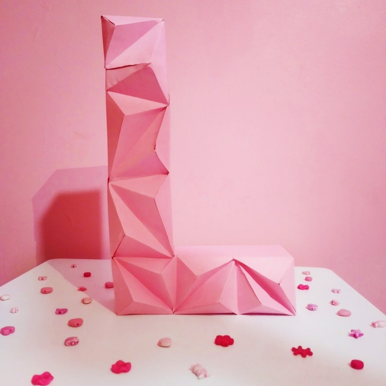 L Low Poly Papercraft, Letter, Alphabet L 3D, 3D Lyric, Papercraft ...
