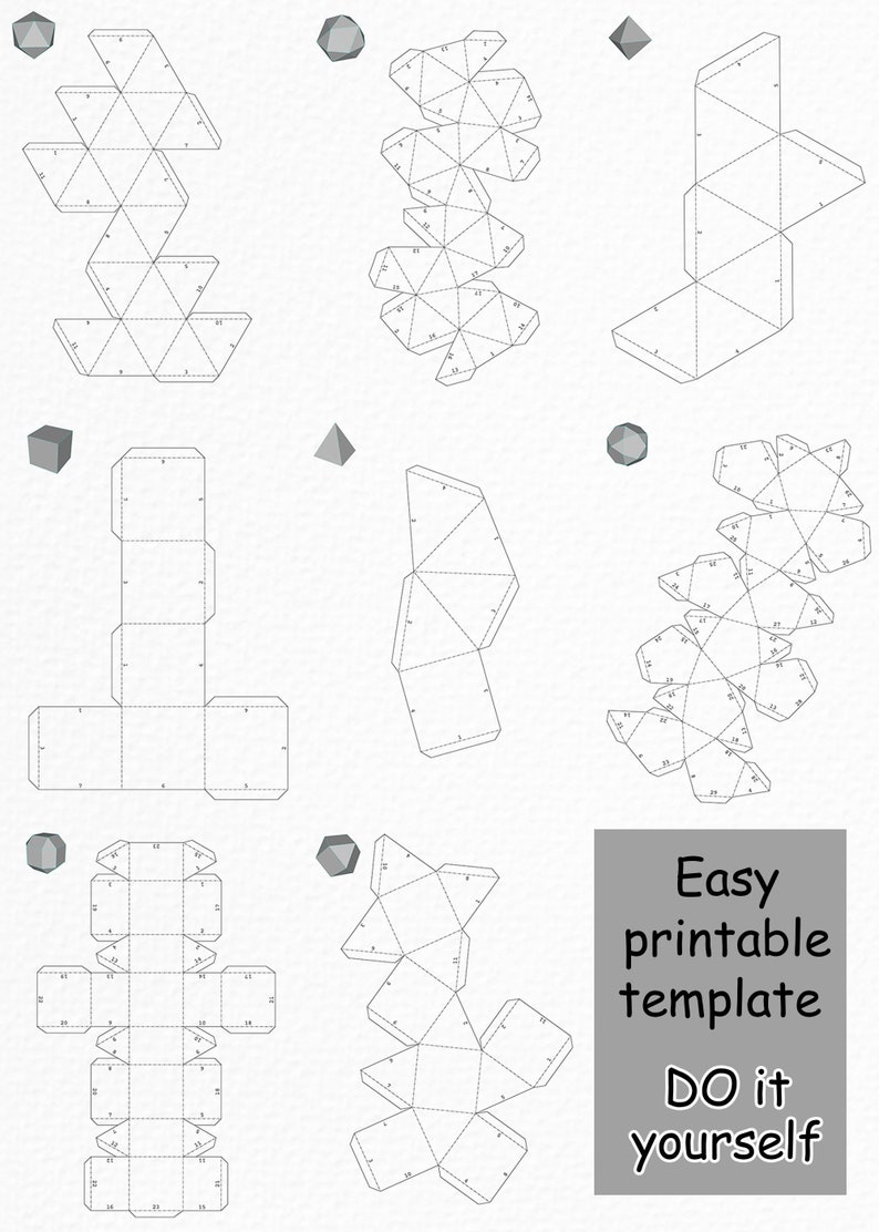Basic Shapes Nets Papercrafts, 3d Platonic Solid Set 1, DIY Polyhedron ...