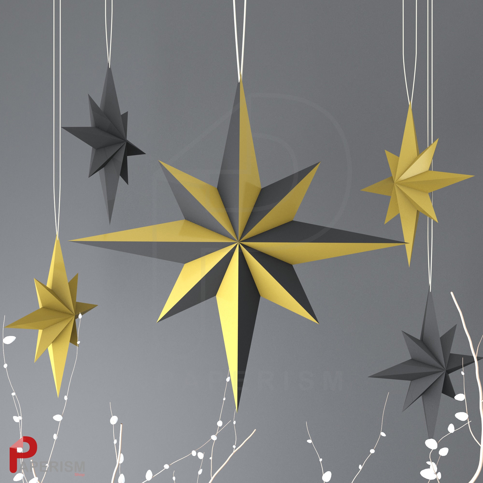 Compass Rose Pdf Printable Template, SVG Origami Northstar, Hanging ...