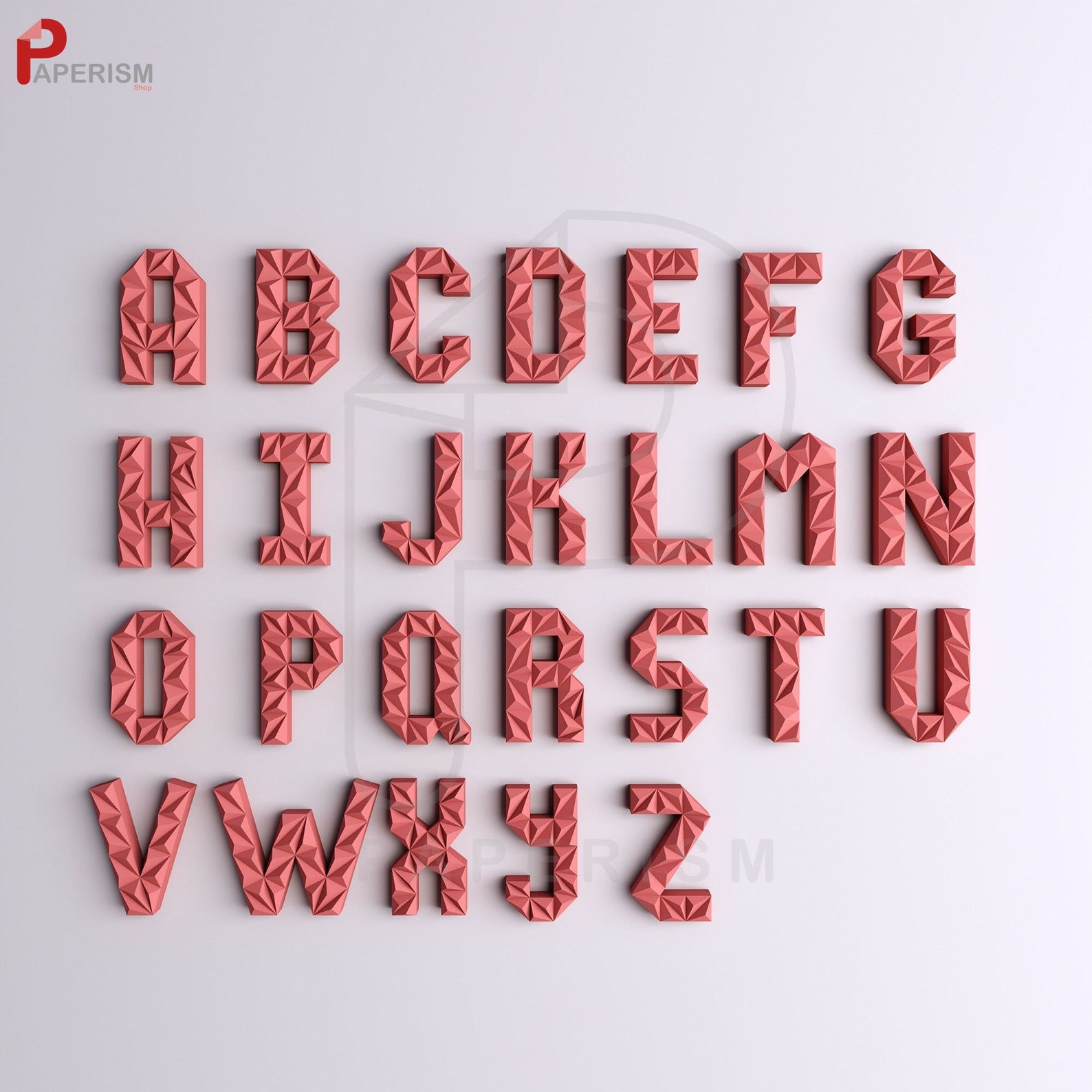 Printable PDF DIY Template, Letters A-Z Low Poly Paper Model, 3D Paper ...