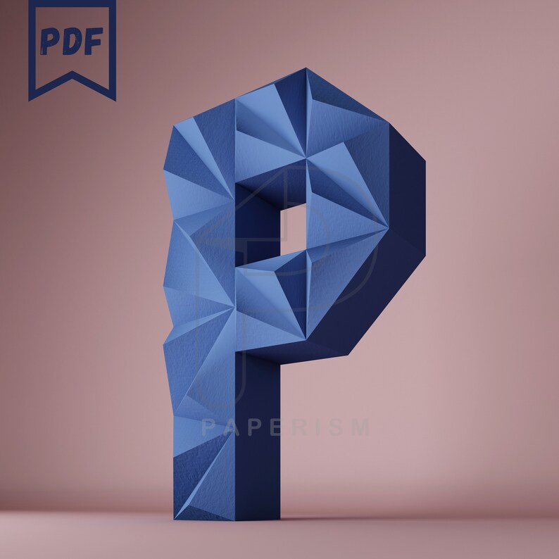 P Low Poly Papercraft, Letter, Alphabet P 3D, 3D Lyric, Gift ...