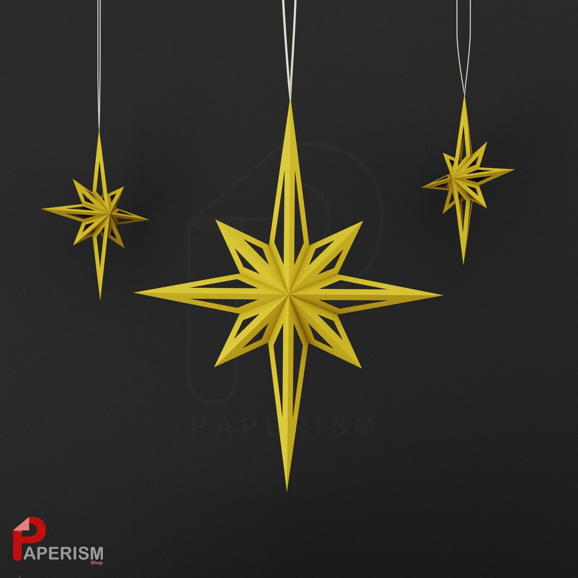 North Star Pdf Printable Template Low Poly Christmas - Etsy