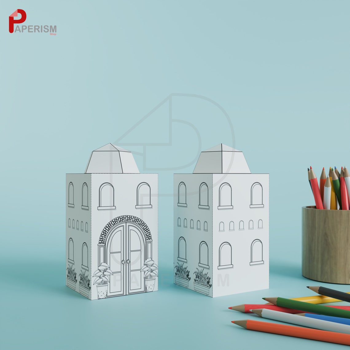 3D Mosque Coloring Papercraft, PRINTABLE Ramadan Crafts for Kids, Paper ...