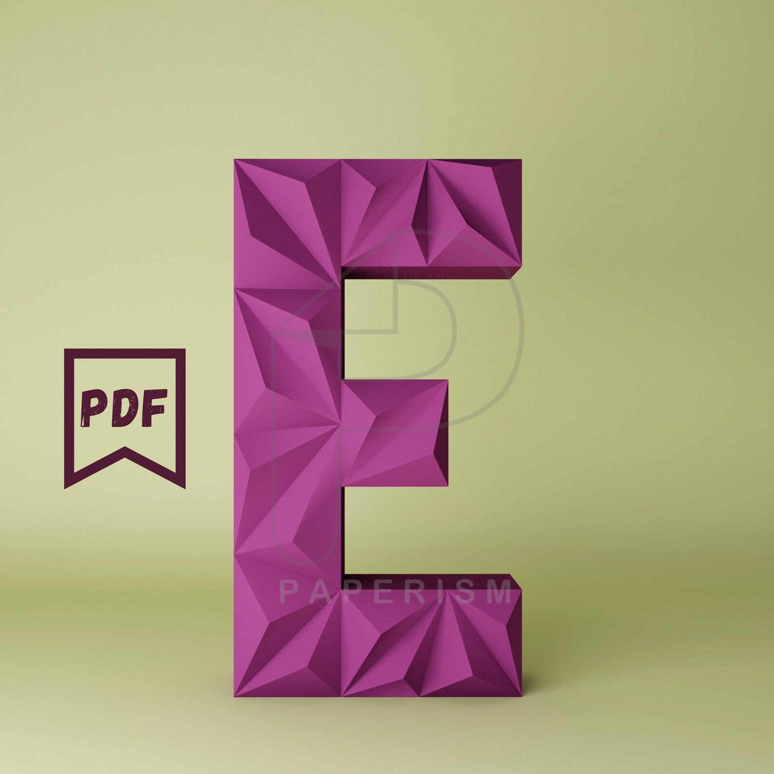 E Low Poly Papercraft, Letter, Alphabet E 3D, 3D Lyric, Papercraft ...