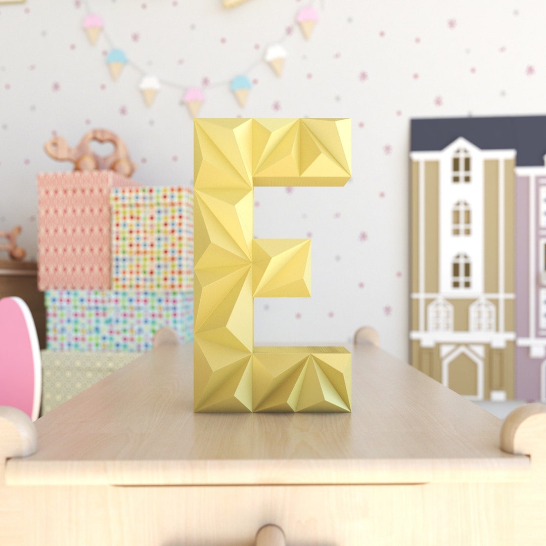 E Low Poly Papercraft, Letter, Alphabet E 3D, 3D Lyric, Papercraft ...