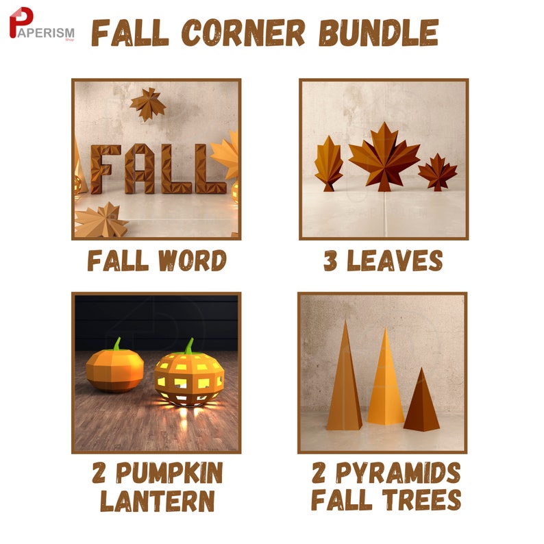 Fall Corner BUNDLE Papercraft, DIY Fall Fireplace Decor, Pdf Printable ...