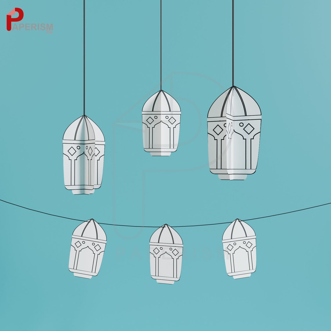 3D Lantern Coloring Papercraft, PRINTABLE Ramadan Crafts for Kids ...