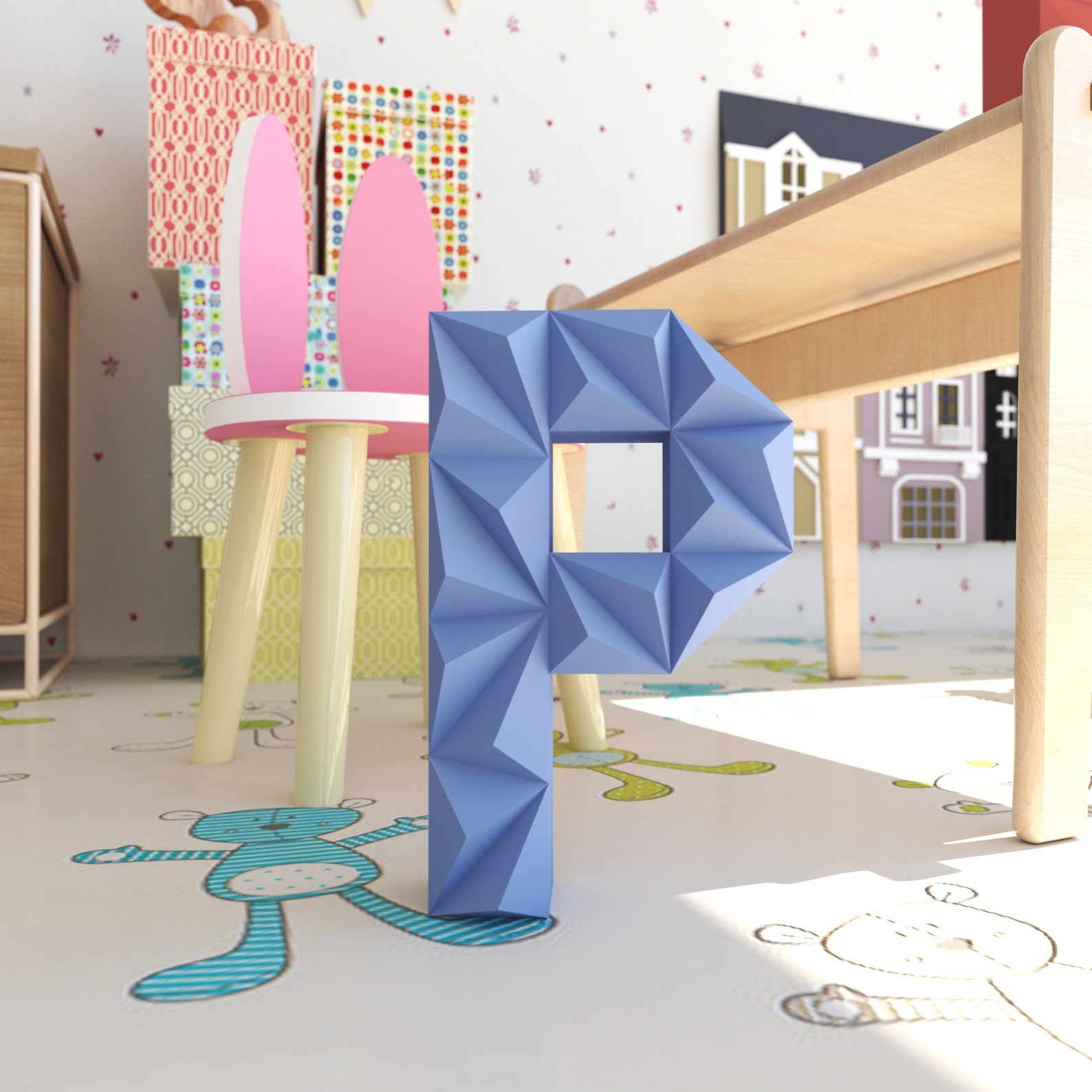 P Low Poly Papercraft, Letter, Alphabet P 3D, 3D Lyric, Gift ...