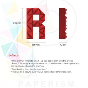 R Low Poly Papercraft, Letter, Alphabet R 3D, 3D Lyric, Gift ...