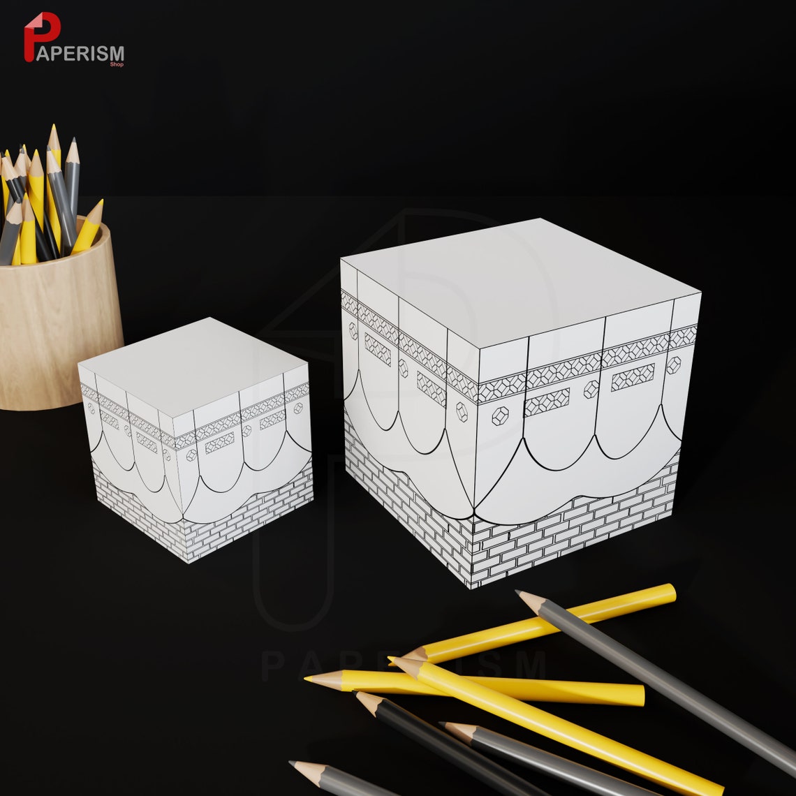 3d Kaaba Coloring Papercraft, PRINTABLE Hajj Crafts for Kids, Paper ...