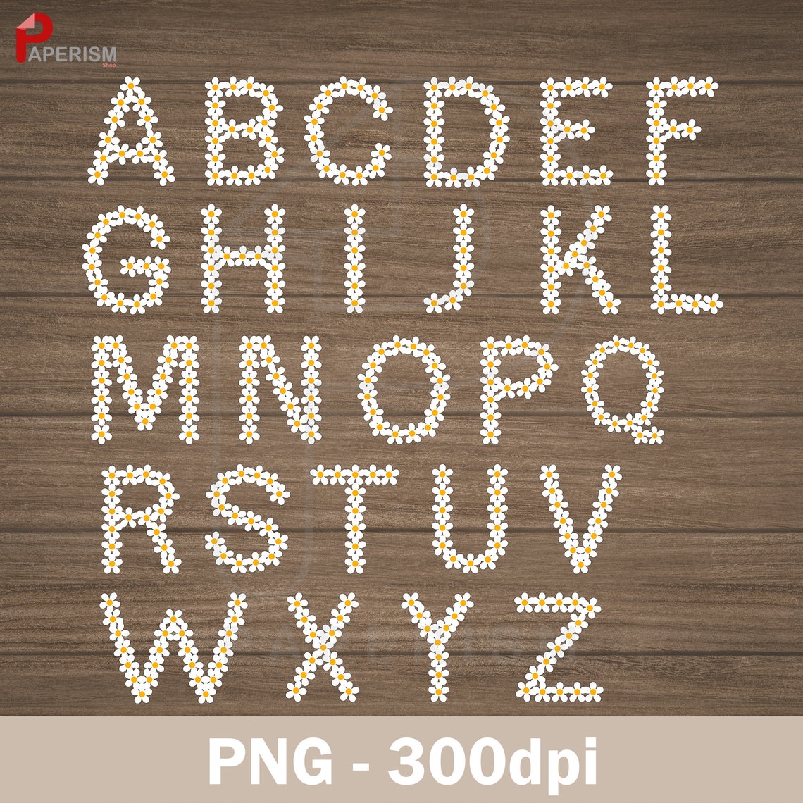 Floral Letters PNG Alphabet Bundle, Daisy Alpha Pack, Clipart Daisy ...