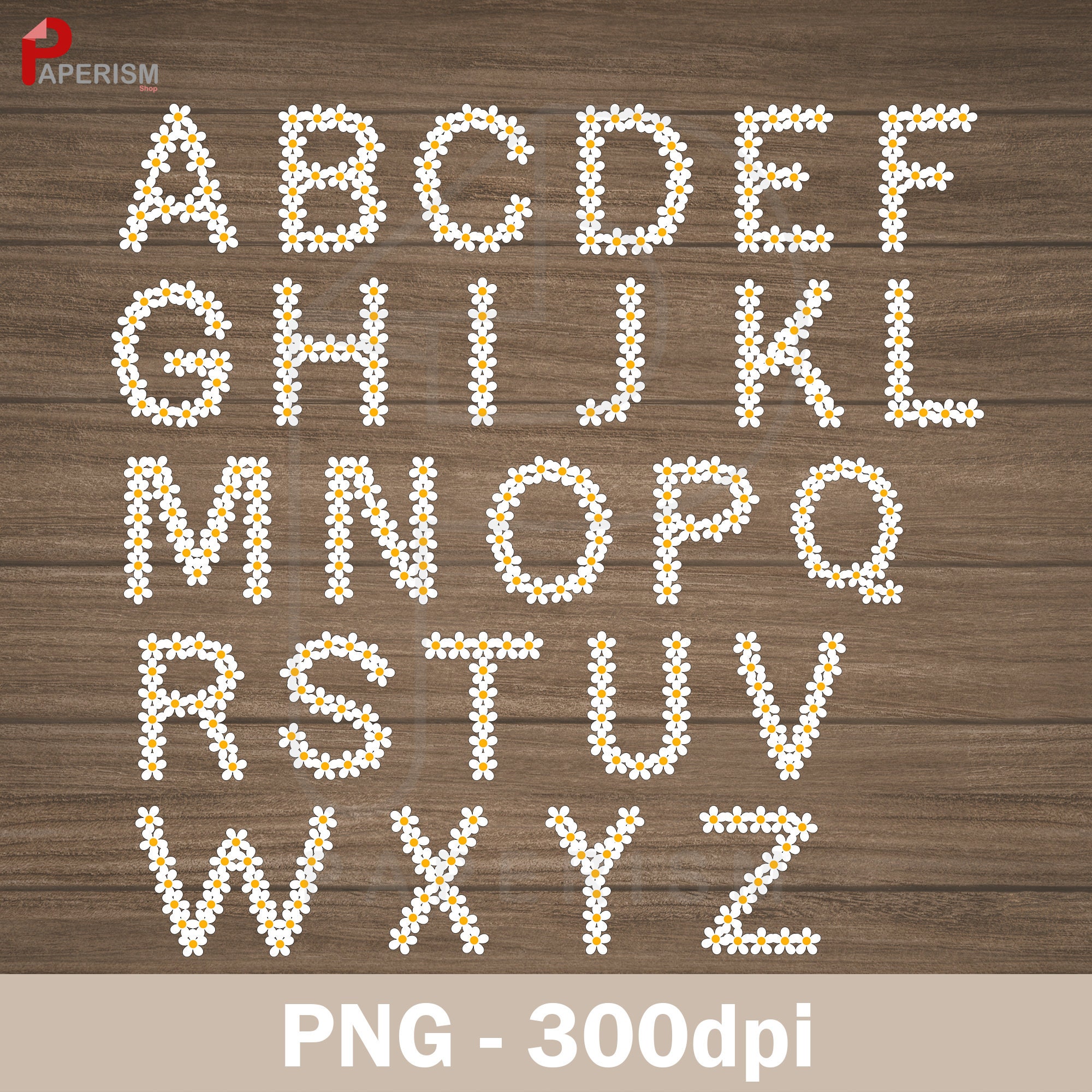 Floral Letters PNG Alphabet Bundle, Daisy Alpha Pack, Clipart Daisy ...