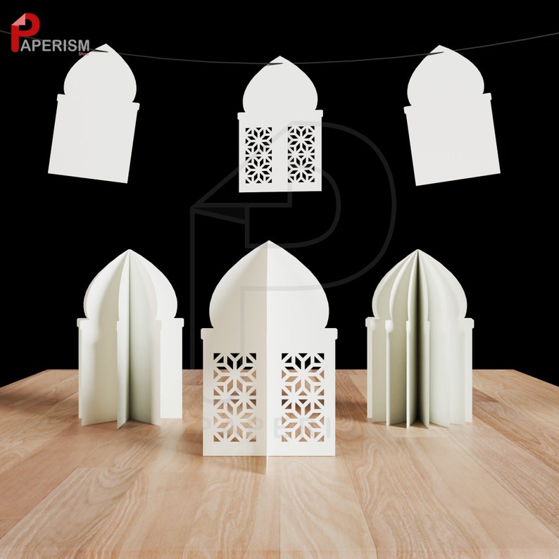 3D Hanging Mosque Papercraft, PRINTABLE Ramadan Decoration, SVG Paper ...