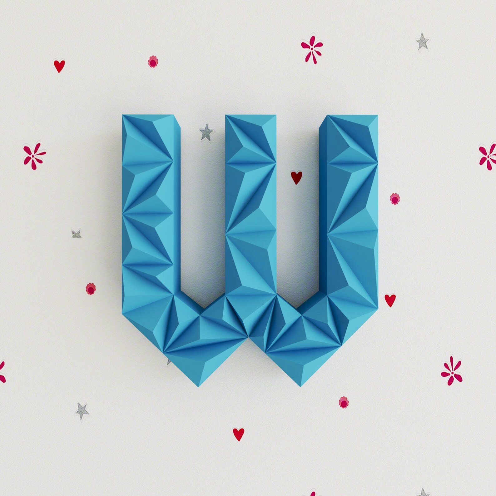 W Low Poly Papercraft, Letter, Alphabet W 3D, 3D Lyric, Gift ...