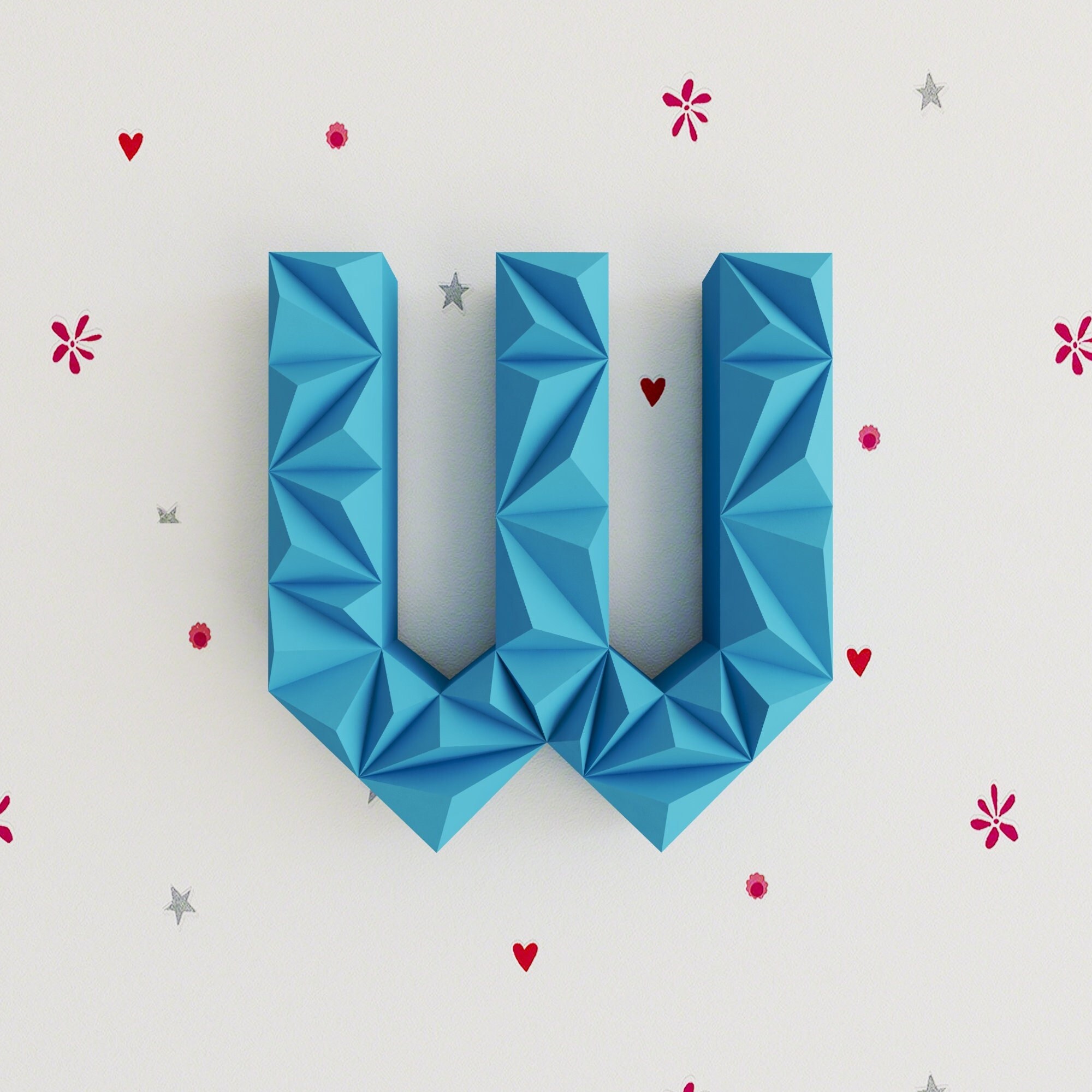 W Low Poly Papercraft, Letter, Alphabet W 3D, 3D Lyric, Gift ...