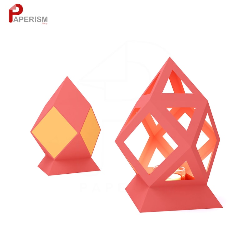 Fall Paper Lantern Geometric Papercraft Lantern 3d Hanging - Etsy