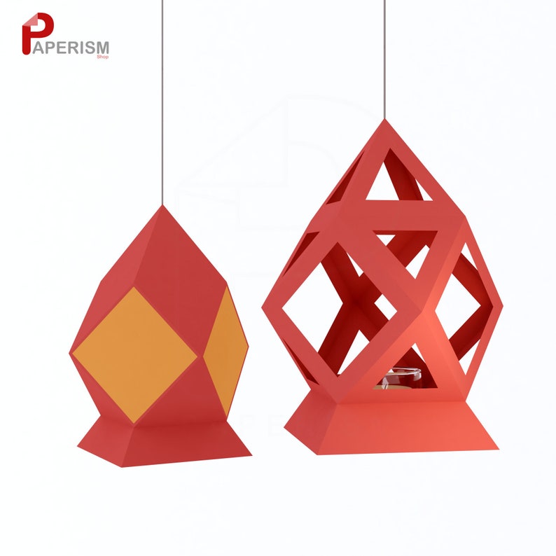 Fall Paper Lantern Geometric Papercraft Lantern 3d Hanging - Etsy