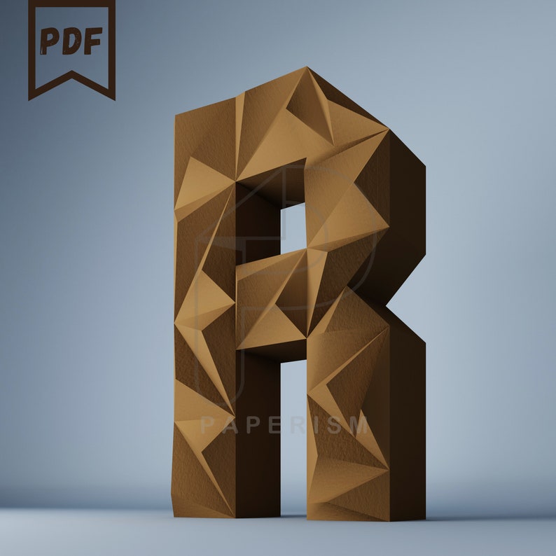 R Low Poly Papercraft, Letter, Alphabet R 3D, 3D Lyric, Gift ...