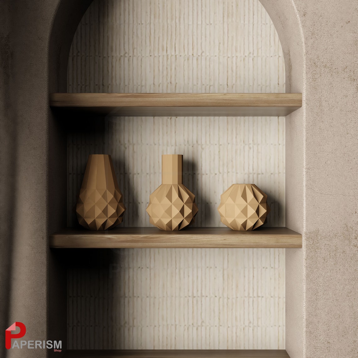 3 Origami Paper Vase Centerpieces, DIY Vase 3D Papercrafts, Vases for ...