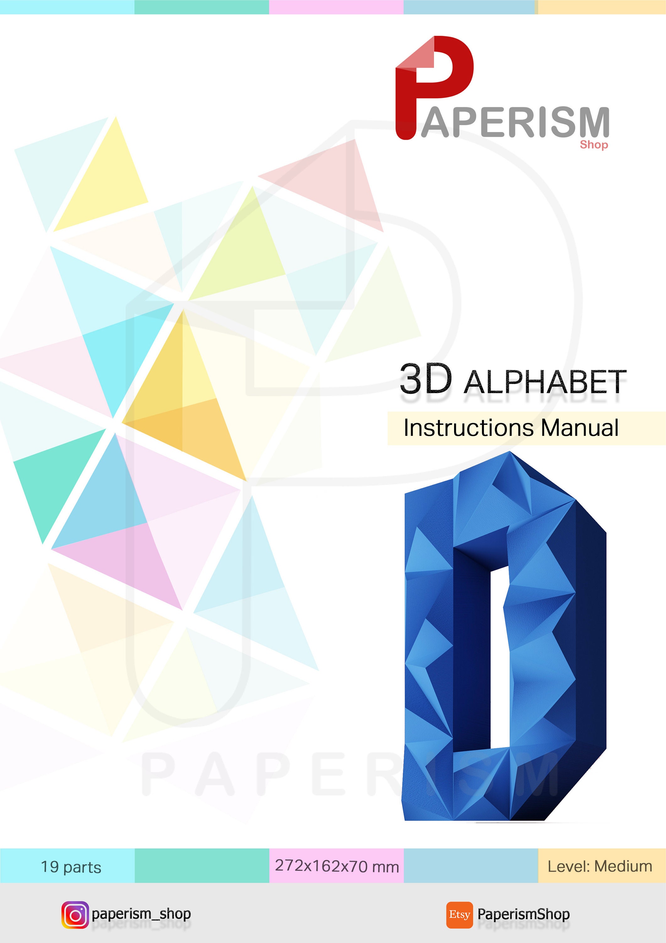 D Low Poly Papercraft, 3d Letter D, Alphabet D, 3D Lyric, Papercraft ...