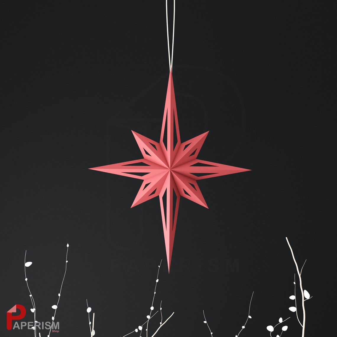 North Star Pdf Printable Template, Low Poly Christmas Decoration, DIY ...