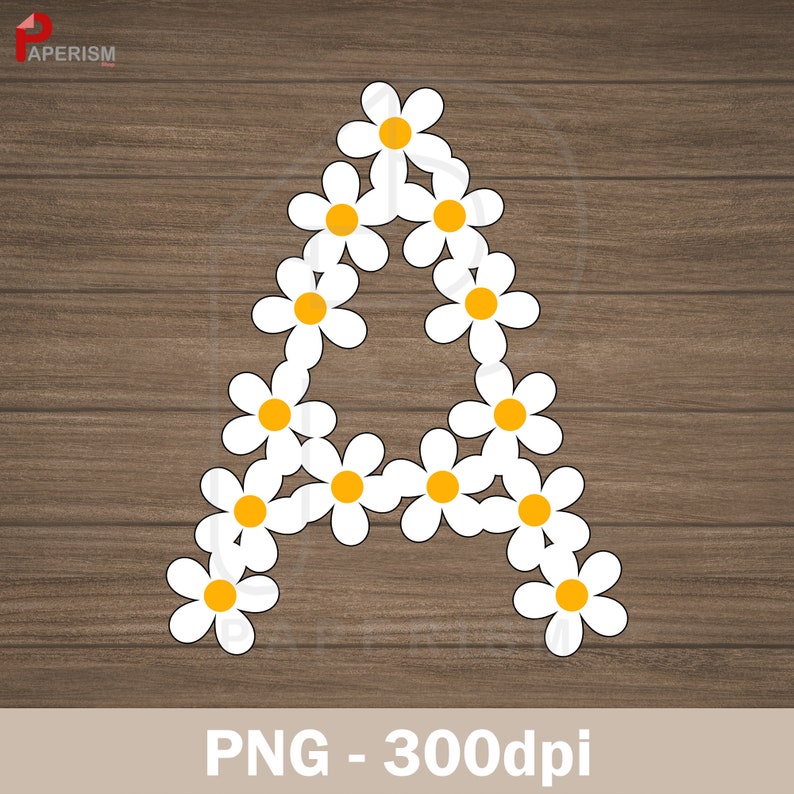 Floral Letters PNG Alphabet Bundle, Daisy Alpha Pack, Clipart Daisy ...