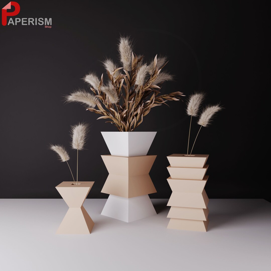 Paper Vase Set, Vases for Dried Flowers Centerpiece, Svg Vases ...