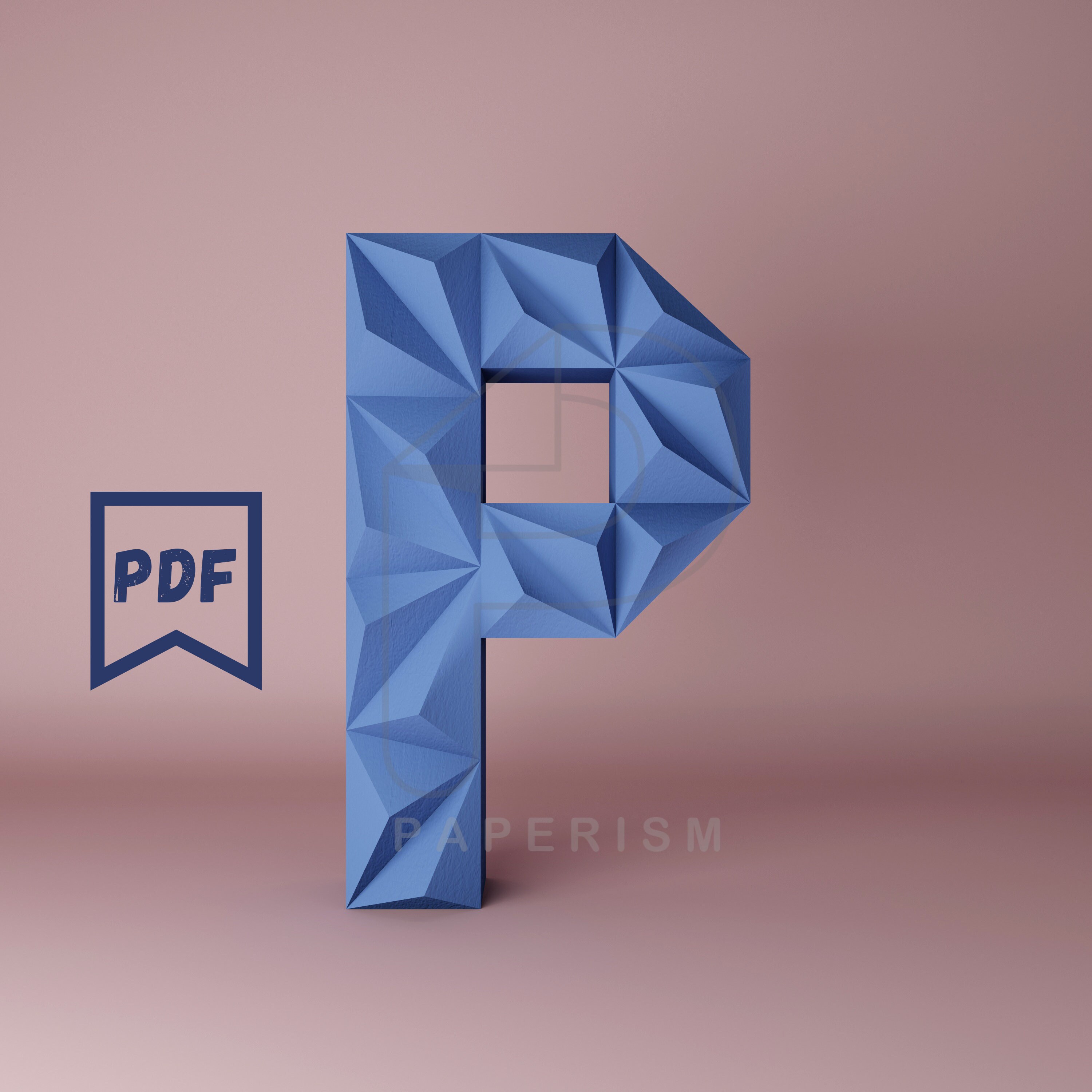 P Low Poly Papercraft, Letter, Alphabet P 3D, 3D Lyric, Gift ...