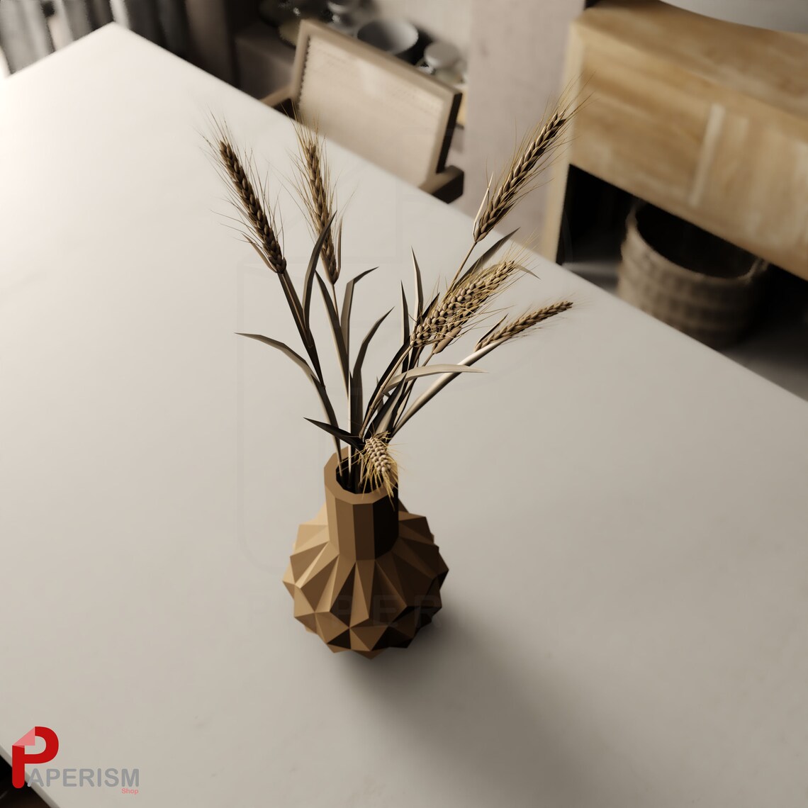 3 Origami Paper Vase Centerpieces, DIY Vase 3D Papercrafts, Vases for ...