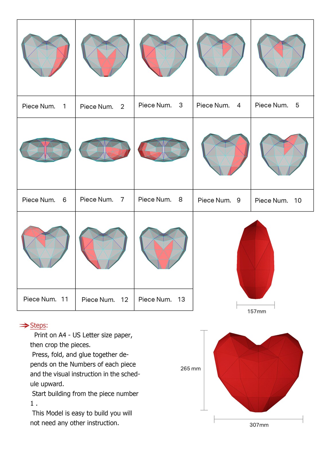 LOVE 3d Model Love Word Sign Papercraft Pdf Template Kit - Etsy